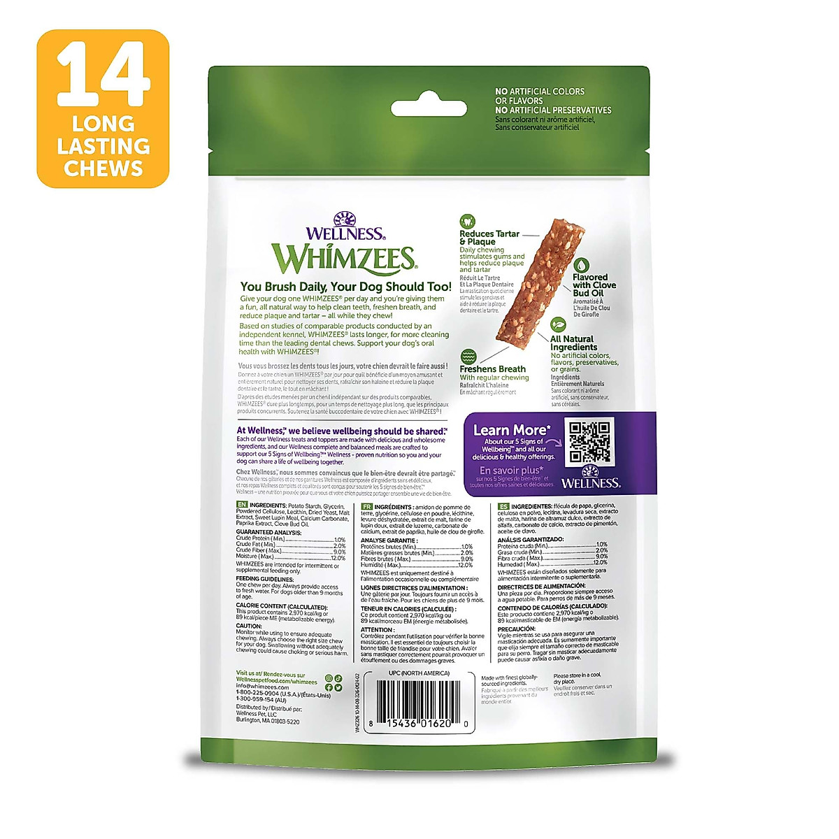 Wellness® WHIMZEES® Veggie Strip Natural Grain Free Dental Chews for Dogs, Medium Breed, 14 count