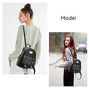 I IHAYNER Girls Fashion Backpack Mini Backpack Purse for Women Teenage Girls Purses PU Leather cute Backpack Shoulder Bag Black