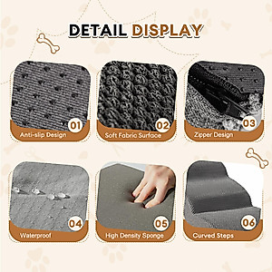 Romrol Dog Stairs Ramp for Beds Couches, Extra Wide Pet Steps with Durable Non-Slip Waterproof Fabric Cover, Dog Slope Stairs for Small Dogs and Cats or Pets Friendly, 3-Tiers