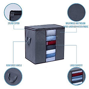 VENO 7 Packs Clothes Storage Bag Organizer, 4 Packs of Cloth Storage and 3 Packs of Tall Blanket Storage