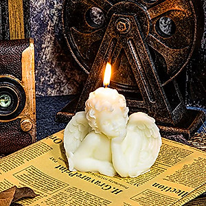 Nuanchu 2 Pieces Angel Candle Soy Scented Candle Wax Vegan Candle Cute Decorative Candle White Angel Candle Cake Candle Handmade Aesthetic Candle for Home Decor Bedroom Bathroom Wedding