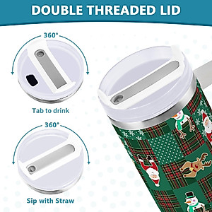 Emelivor Christmas 40 oz Tumbler with Lid and Straw Insulated Tumblers with Handle Leak Proof Travel Coffee Mug Water Cup Bottles Fits in Car Cup Holder