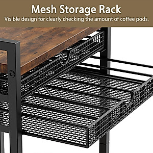 Miratino K-Cup Holder Rack,Coffee Pod Holder Drawer for 84 Coffee Pods Storage,Coffee Cart with Wheels,Stylish Home or Office Coffee Bar Station Organizer,Rustic Brown