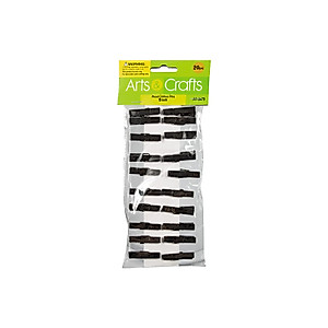 JAM PAPER Wood Clip Clothespins - Standard - 1 3/8 Inch - Black - 20 Clothes Pins/Pack