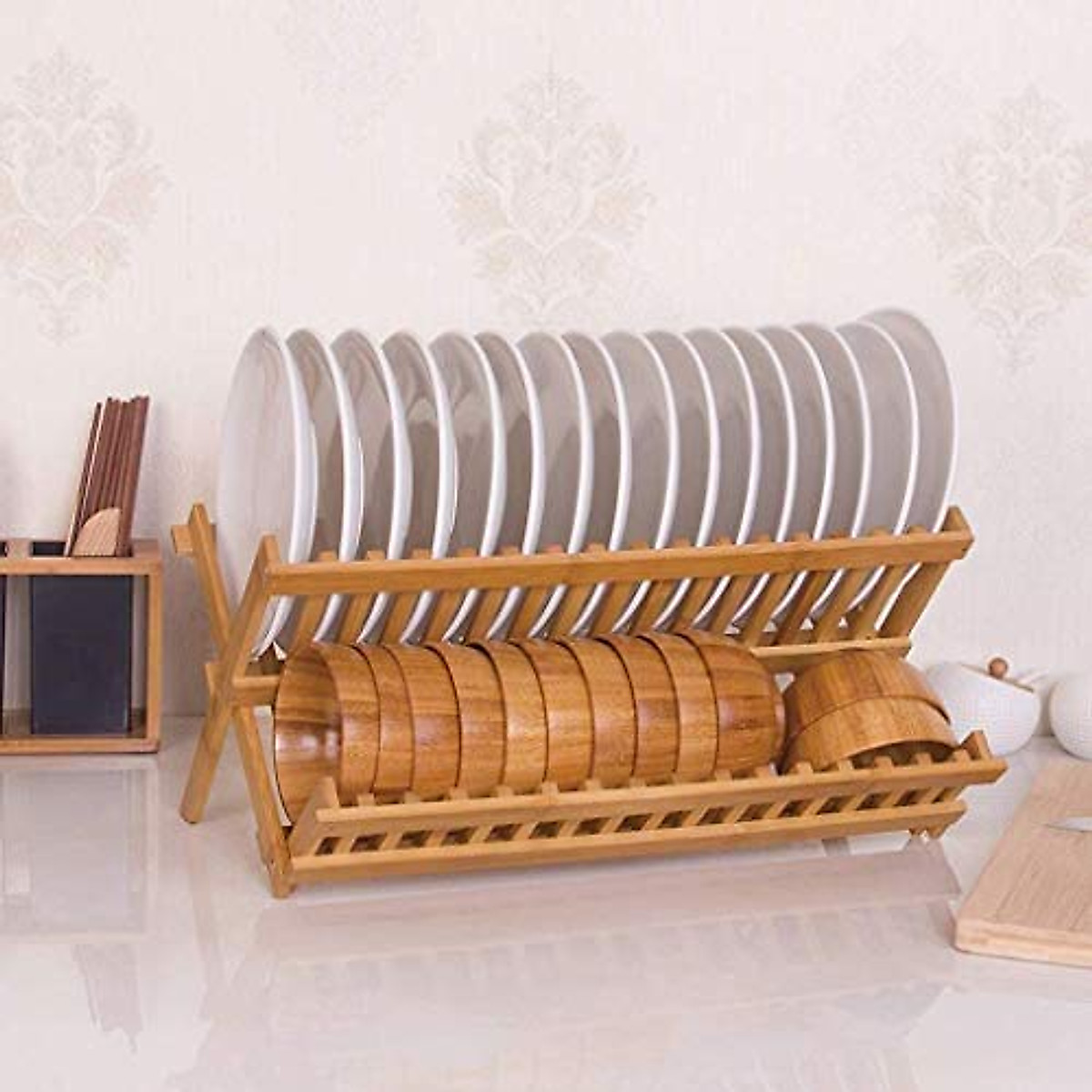 SDGH Wooden Dish Rack - Household Dish Rack Kitchen Tableware Drain Dish Rack Storage Rack