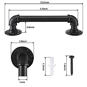 Licperron Barn Door Handle, Black Rustic Sliding Door Handles for Sliding Door, Interior Door, Garage, Towel, 2 Pack, 12 Inch