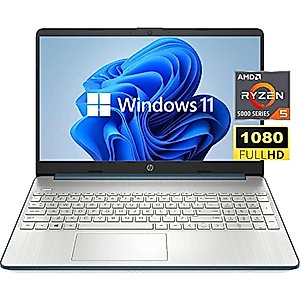 Newest HP 15.6inch FHD Laptop, 6-core AMD Ryzen 5 5500U Processor, 32GB RAM, 1TB SSD, Bluetooth, HDMI, Webcam, Windows 11 Home, Spruce Blue (HP 15 Laptop)