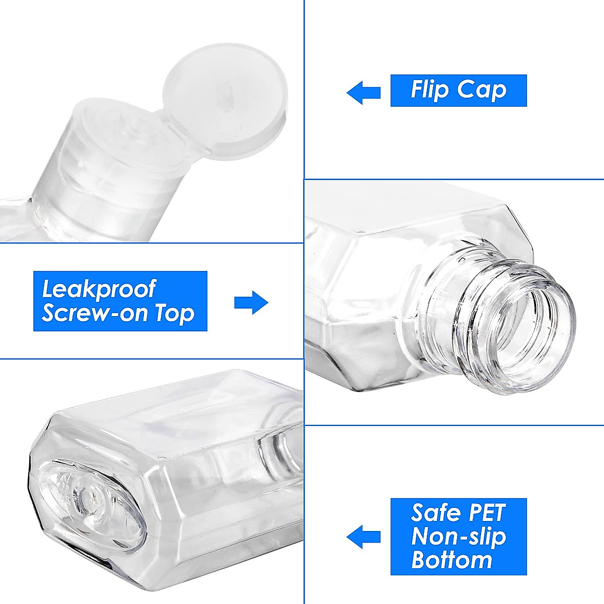30 Pieces 1 oz Plastic Bottles Clear Travel Bottles with Flip Cap Portable Empty Hand Sanitizer Bottles, Refillable Containers for Travel Business Trip