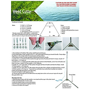 Crystal Blue Pond & Lake Weed Cutter - 42 inch Wide Cutting Path, Includes 20 Foot Rope, Blade Sharpener & Safety Gloves - Remove Common Pond Weeds, Chara, Lilly Pads, Small Leaf & More