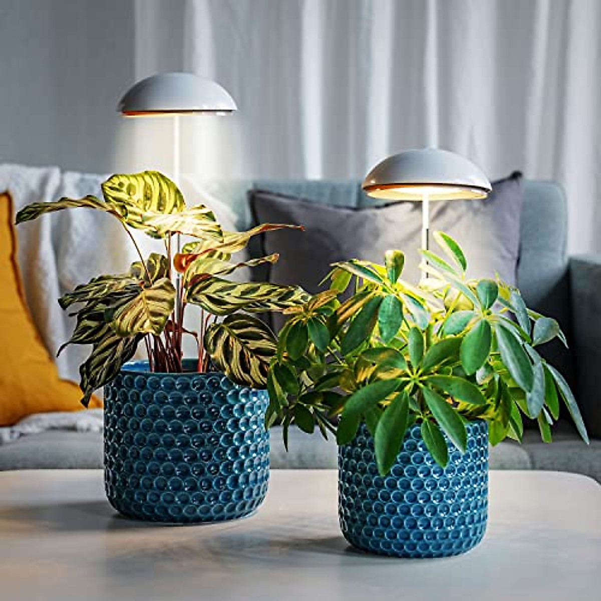 Grow Lights for Indoor Plants, POTEY 2 Heads Full Spectrum LED Plant Light, Height Adjustable Growing Lamp with Auto On/Off Timer 3/6/12H, 5 Dimmable Brightness