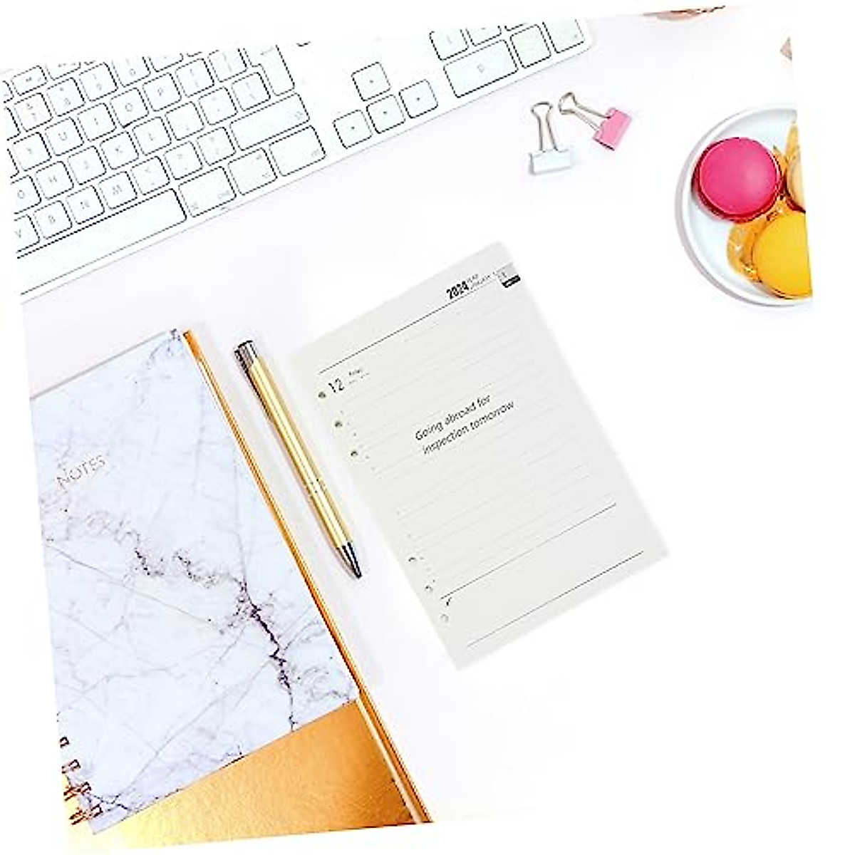 NUOBESTY 2pcs 2024 English Agenda Book inside Page A5 Pocket Notebook Pocket Notepad Daily Planner 2023-2024 Daily Planner 2024 Blank Notebook White Accessories Office Portable Paper