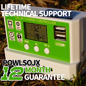 POWLSOJX 30A PWM 12V 24V Solar Charge Controllers with Multi-Protection & 5V USB Output Solar Panel Charger for Lead-Acid and Lithium Batteries