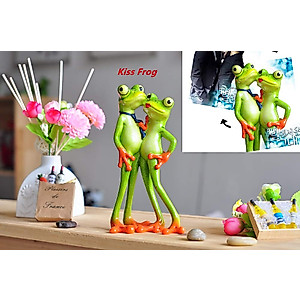Modern Crafts Resin Frog Decoration Ornaments Living Room TV Cabinet Decoration Fun Decompression Ornaments for Home Office Desk Decoration (Kiss Frog)