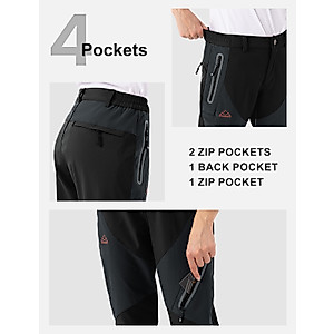 TBMPOY Women's Ski Windproof Waterproof Snow Pants Outdoor Hiking Fleece Lined softshell Pants Black S