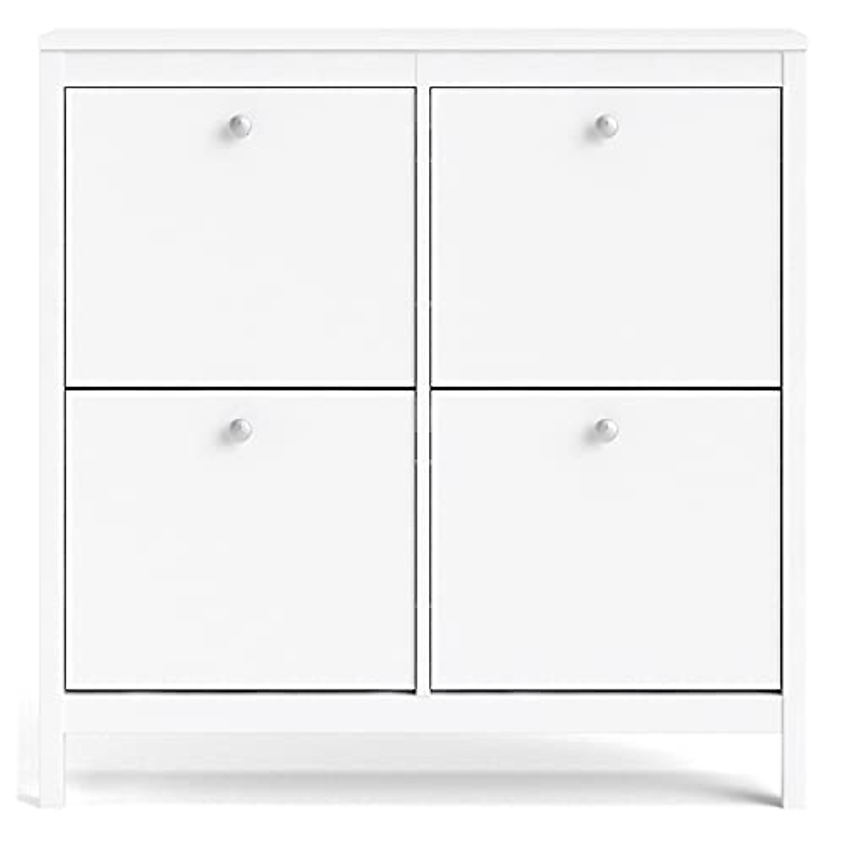 Pemberly Row Modern-Traditional Style 4 Drawer Shoe Cabinet, 16-Pair Shoe Rack Storage Organizer in White