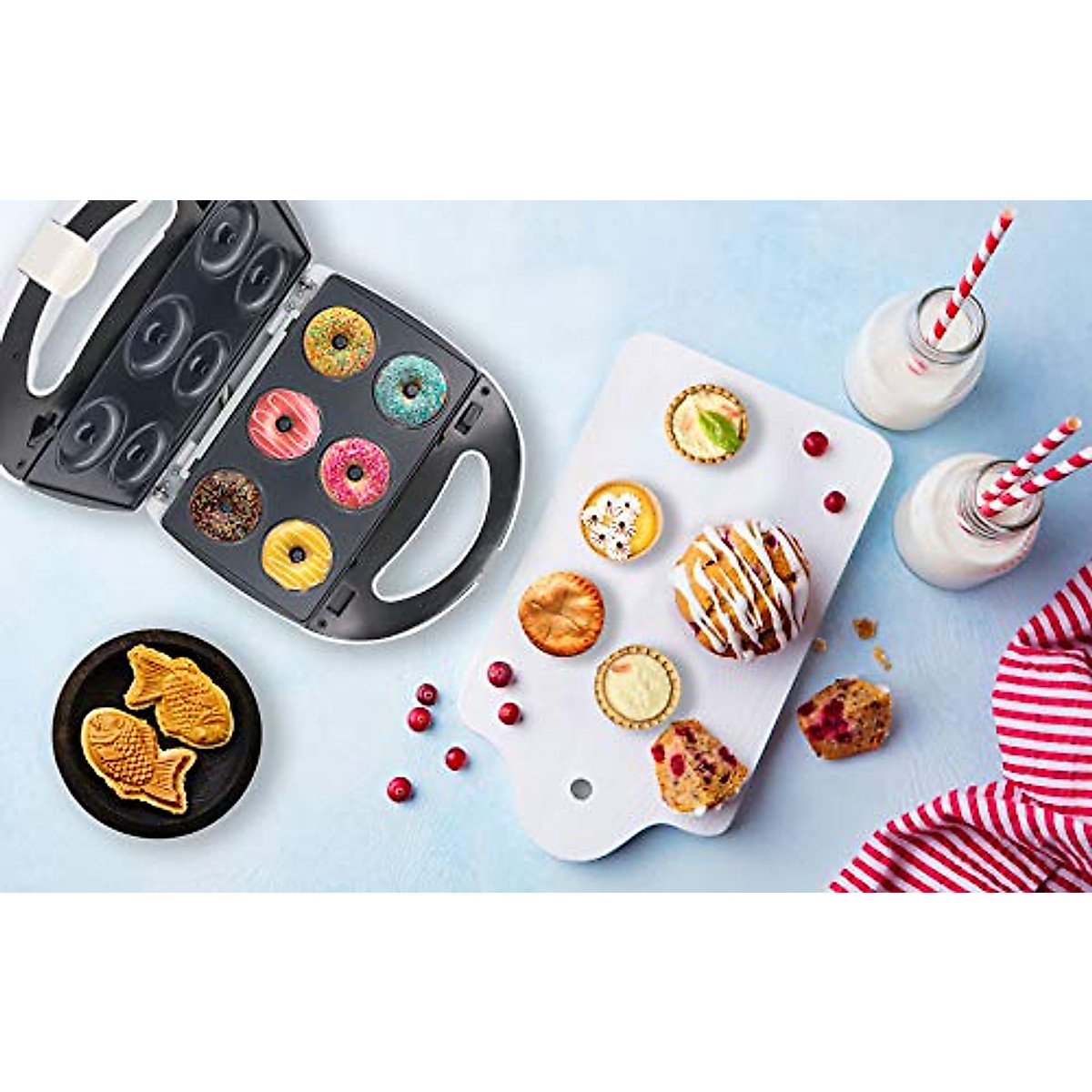 Mini-Donuts Maker, Mini-Pie and Quiche Maker, Taiyaki Maker – NEW 3 in 1 Three Slices Detachable Dessert Maker by StarBlue – White AC 110-120V 50/60Hz 700-800W