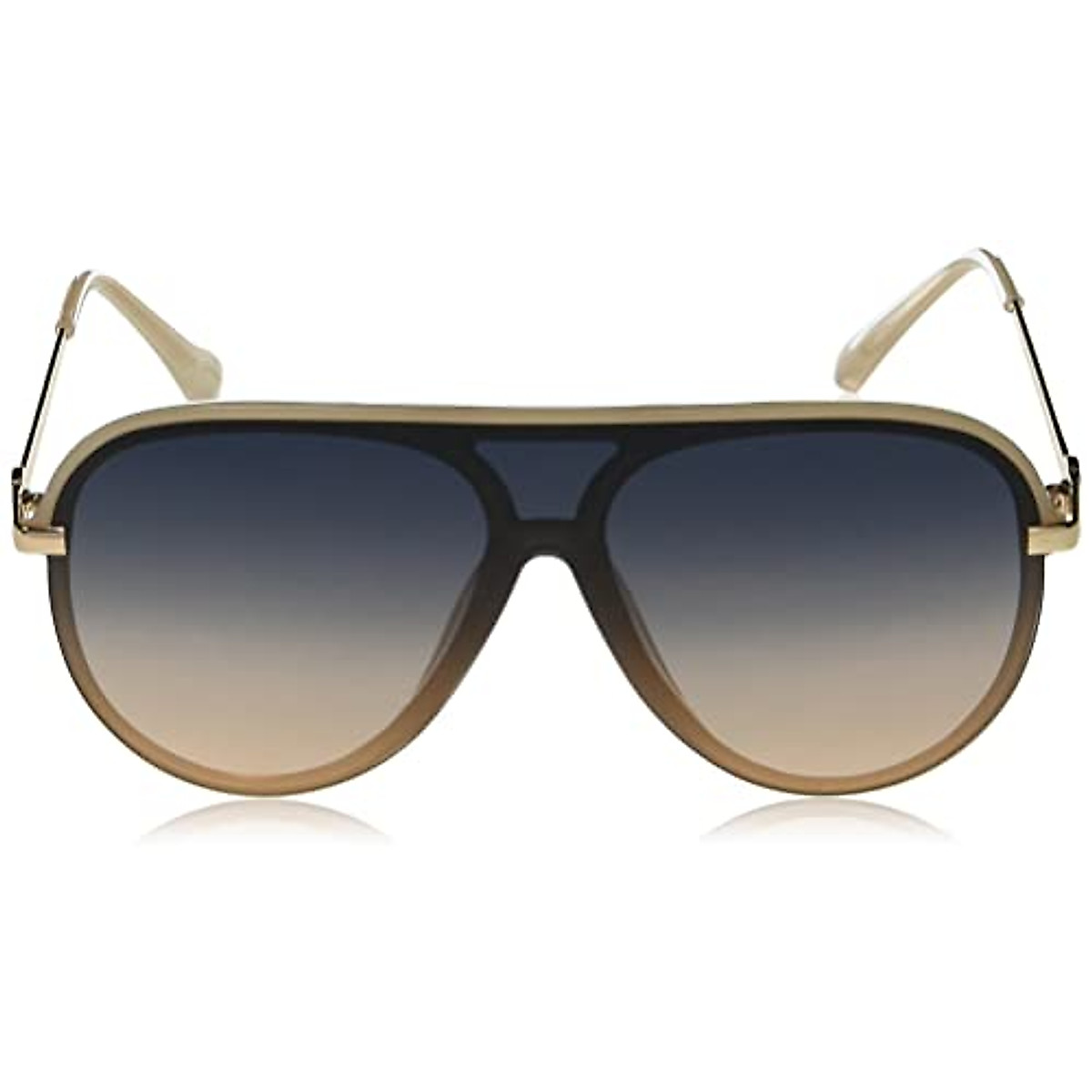 Jessica Simpson J5900 Aviator Shield Sunglasses with 100% UV Protection. Glam Gifts for Women, 140 mm, Nude & Rose Gold