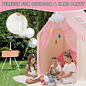 Kids Play Tent with Two Doors and Windows, Middle Sized Playhouse Tent for Baby Girls and Boys, Imaginative Kids Indoor Playhouses Play Tent (Pink)