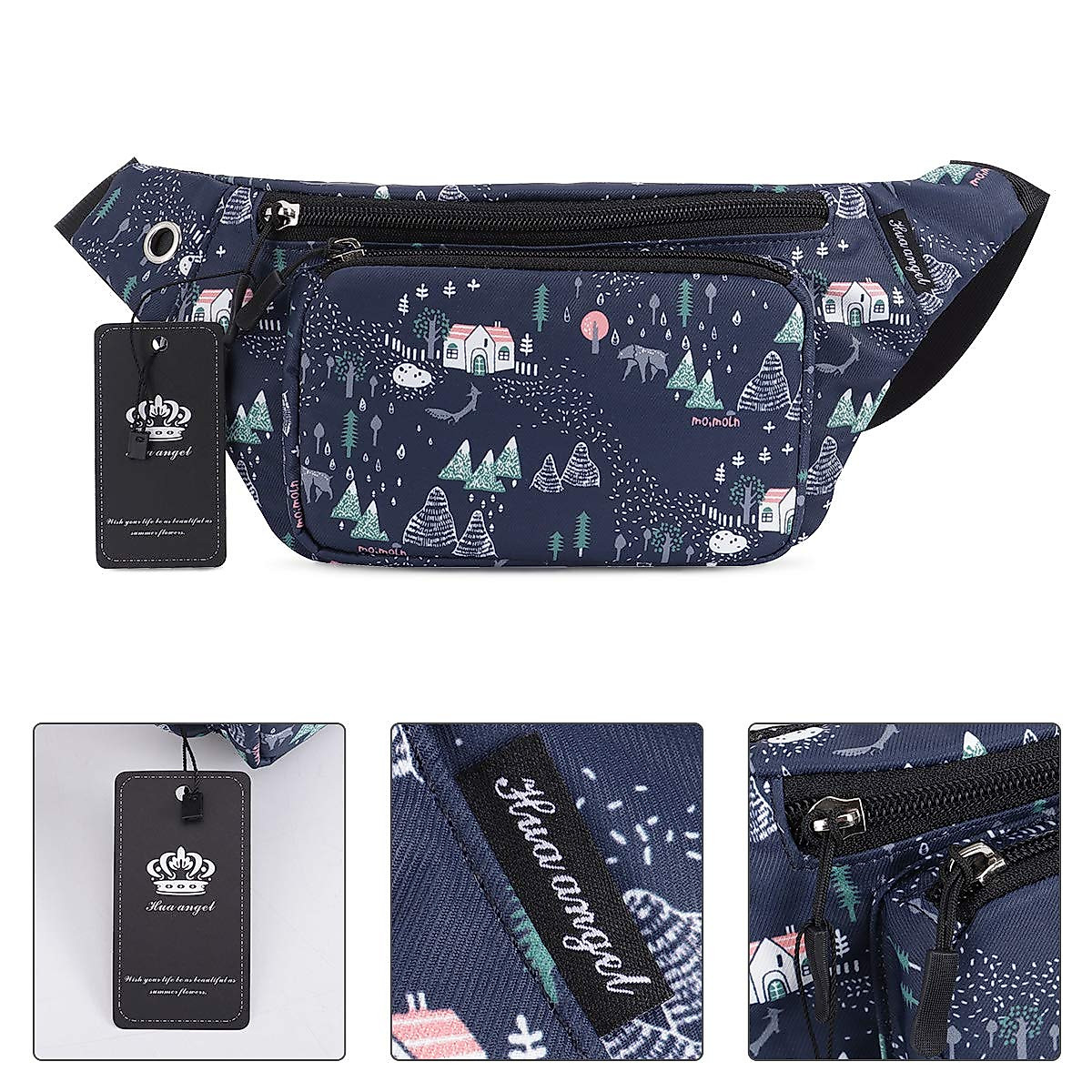 HUA ANGEL Fanny Pack for Women & Men - Crossbody Waist Bag Lightweight Belt Bum Bag for Sports, Travel, Hiking, Everyday Use