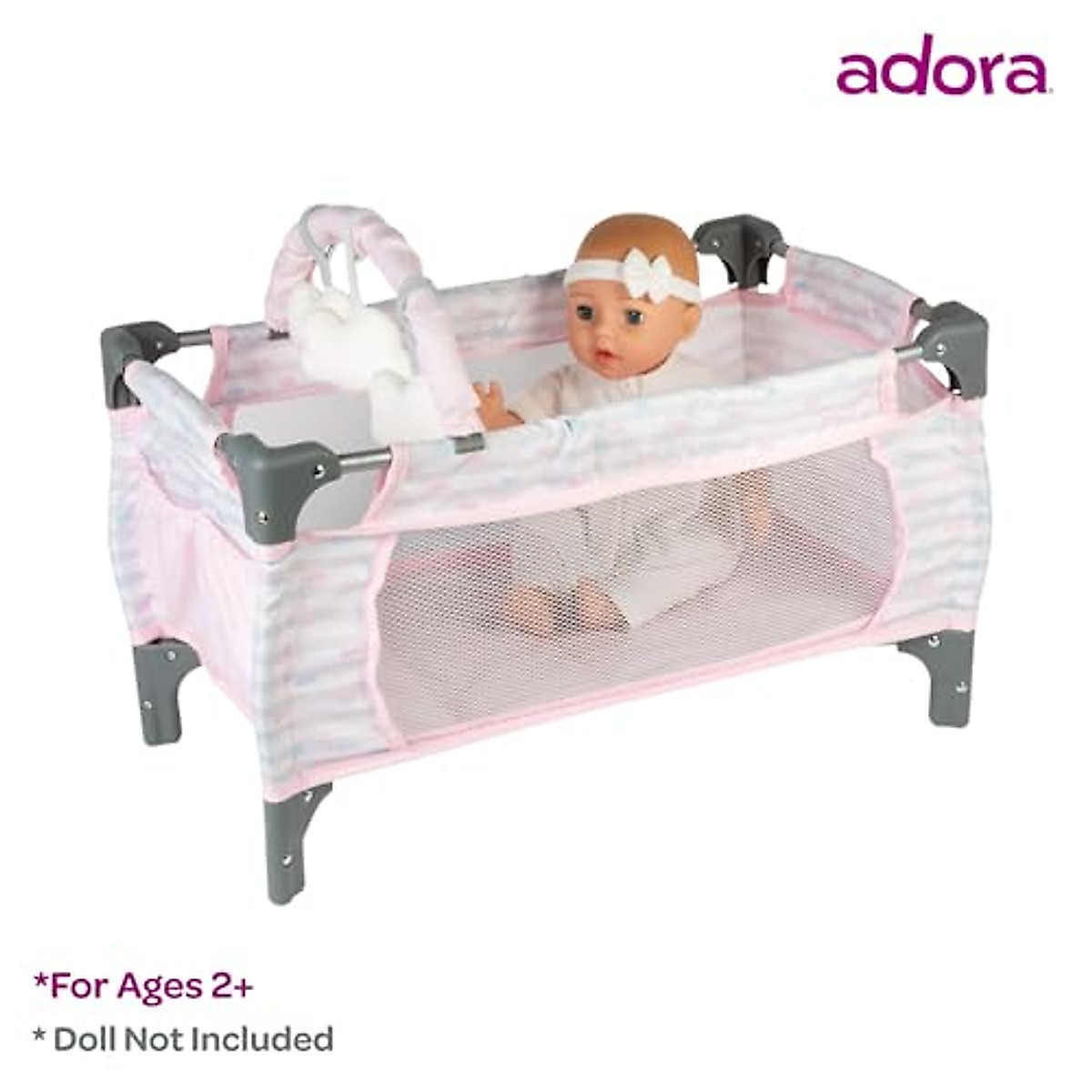 Adora Pack-N-Play Deluxe Baby Doll Crib & Easy to Convert Changing Table Set, Includes Storage Box and Removable Diaper Pad, Holds Most Dolls up to 20”, Perfect Gift for Ages 3+