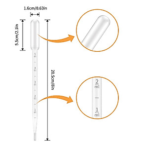 100 Pcs 5ML Plastic Transfer Pipettes for Essential Oils,Liquids,Graduated