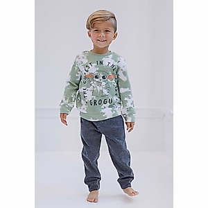 STAR WARS The Mandalorian The Child Little Boys Fleece Sweatshirt and Pants Set Tie Dye Green/Grey 7-8