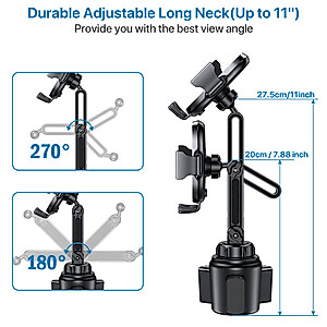 Miracase Universal Cup Phone Holder for Car, [Upgraded Version] Adjustable Long Neck Car Cup Holder Phone Mount Cradle Friendly Compatible with iPhone Samsung Google and All Smartphones, Green