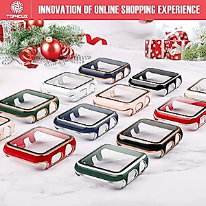 top4cus 40mm Case Compatible with Apple Watch, with Built-in Tempered Glass Screen Protector, PC Cover for iWatch Series 8/7/SE 6 5 4/3 2 for Choice (40mm, Pink + Rose Gold Edge)