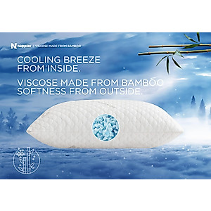 Nappler Cooling Pillow for hot Sleepers - Bed Pillows Queen Size Premium Set of 2 - Adjustable Shredded Memory Foam - Medium to Firm Pillows for Back, Stomach & Side Sleepers -Washable Cover