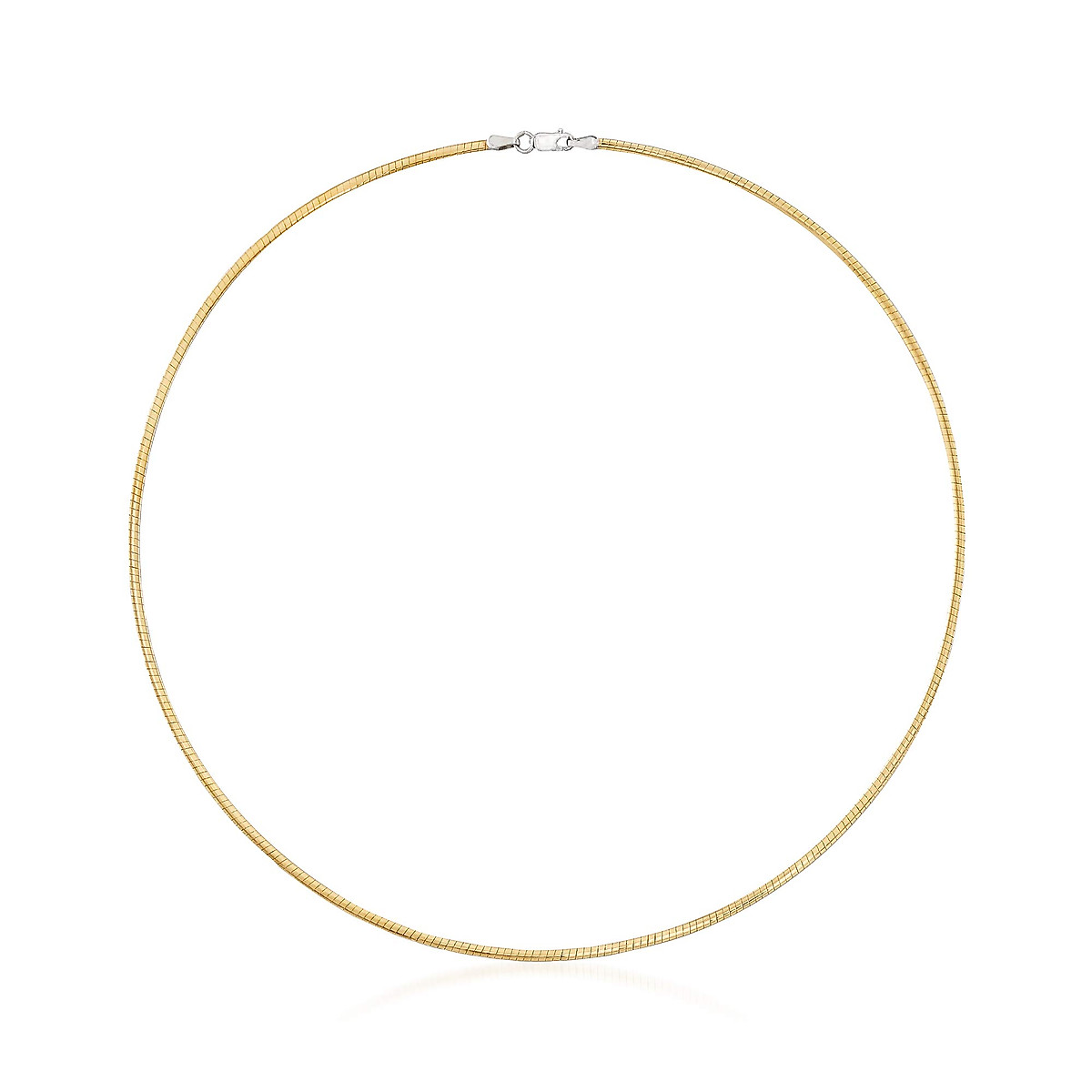 Ross-Simons Italian 2mm Reversible Omega Necklace in 2-Tone Sterling Silver. 16 inches