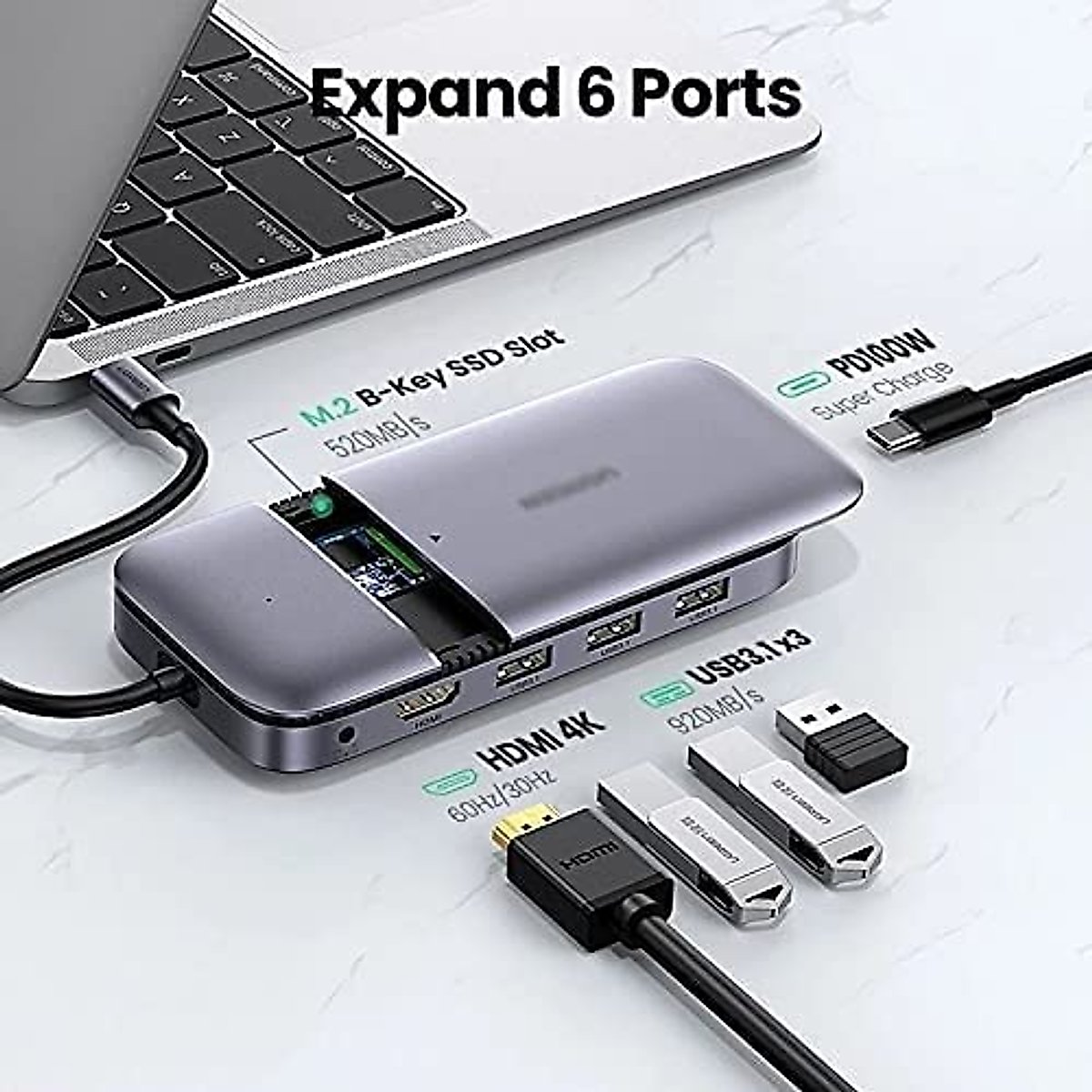 Feilx Ultra-Slim Data USB Hub for MacBook, Mac Pro, Mac Mini, iMac, Surface Pro, XPS, PC, Flash Drive, Mobile HDD