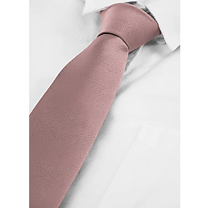TASTION Mens Dusty Rose Ties for Men Classic Wedding Necktie Solid Light Blush Pink Tie Formal Business Satin Silk Wedding Bridegroom Tie