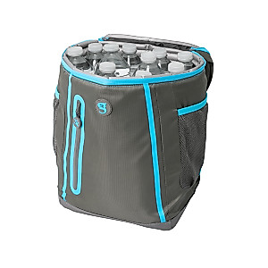 geckobrands Opticool Backpack Cooler – Insulated Leak-Proof Backpack for Travel and Outdoor Activities (Grey/Neon Blue)