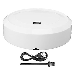 Pwshymi Robotic Vacuum Cleaner, Strong Suction Automatic Self Charging Intelligent Sweeping Robot White Single Suction for Home
