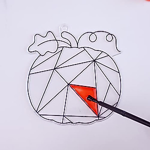 Winlyn 33 Sets Fall Leaf Pumpkin Acorn Sunflower Suncatchers Ornaments Decorations DIY Window Paint Art Suncatchers Craft Kits Autumn Sun Catchers for Kids Classroom Activity Thanksgiving Art Project