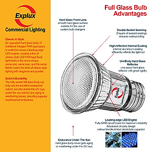 Explux LED PAR16 Long Neck Spotlight Bulbs, Dimmable, 60W Equivalent 500 Lumens, Classic Full Glass, 2700K Soft White, 6-Pack