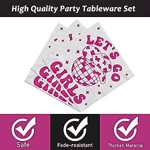 LARRAZABAL 100Pcs Lets Go Girls Napkins, Cowgirl Party Pink Napkins Decorations Western Cowgirl Theme Birthday Party Supplies, Bridal Shower Party Supplies