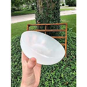 CrystalsAhoy Large Selenite Bowl, XL 5.5" - 6" Hand made Moroccan Selenite, Reiki Charged Moroccan Selenite XL 6-Inch Charging Station Extra Large Crystal Bowl