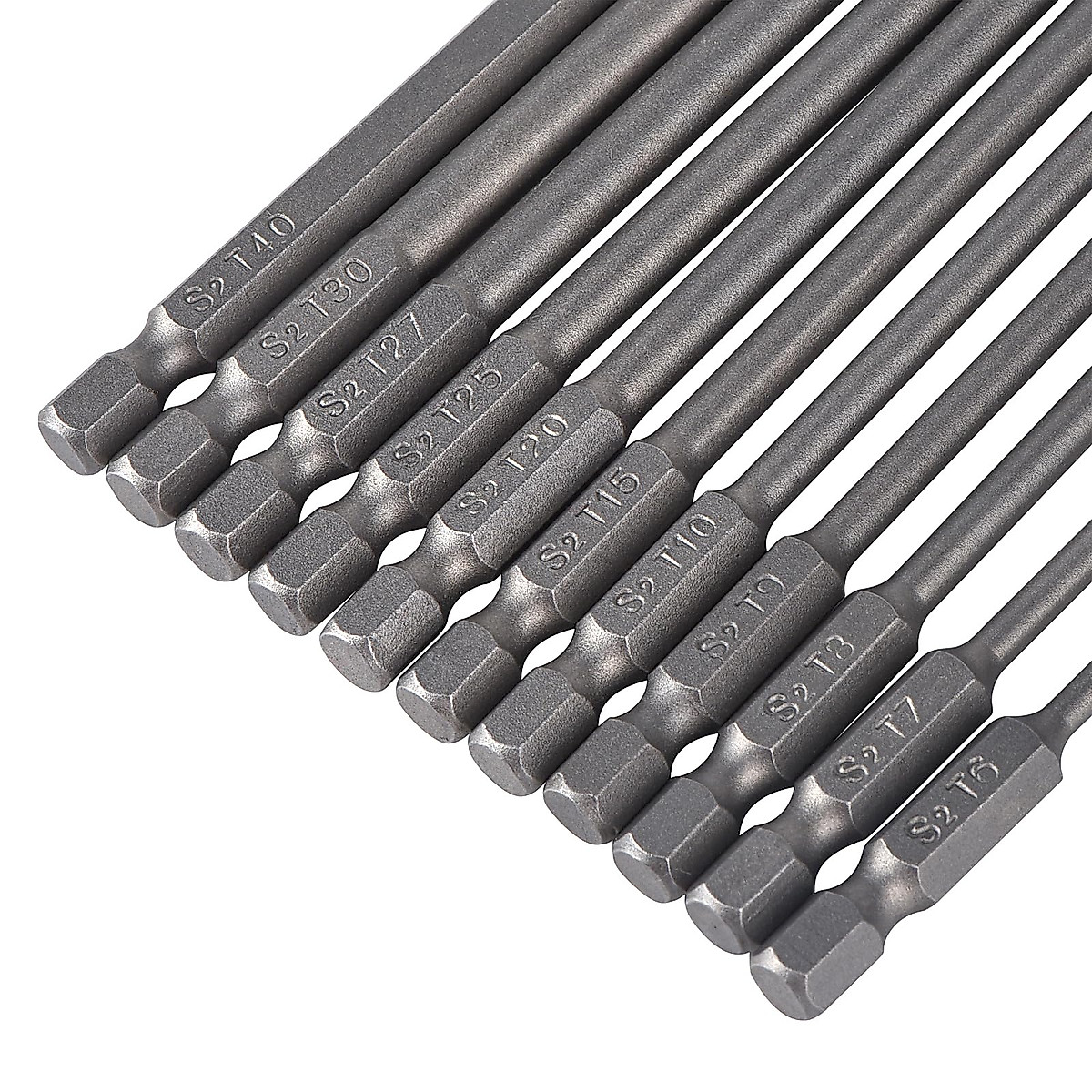 YDLQWCZ Torx Bit Set 11 Piece 4 Inch long Security Tamper Proof Star Bit Set S2 Steel 1/4" Hex Shank T6-T40 Magnetic Impact Driver Drill Bits