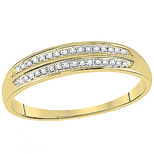 Dazzlingrock Collection Round White Diamond Forever Engagement Trio Ring Set (0.28 ctw, Color I-J, Clarity I2-I3), 10K Yellow Gold, Women size 7.5 and Men size 10.5