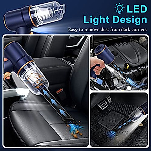 KMM Handheld Car Vacuum Cleaner, 9000Pa Vacuum Cleaner and Air Duster, 120W High Power Wet and Dry Handheld Car Vacuum Cleaner with LED light and Multi-Nozzles for Car, Home, Office, Pet