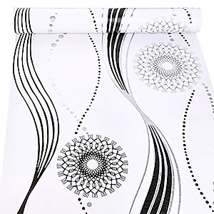 HOYOYO Black Striped Peel and Stick Shelf Liner Paper, Self-Adhesive Covering Geometry Modern Design for Drawer Cabinets Furniture Surface Living Room Wall Art Decor 17.8 x 118 inch