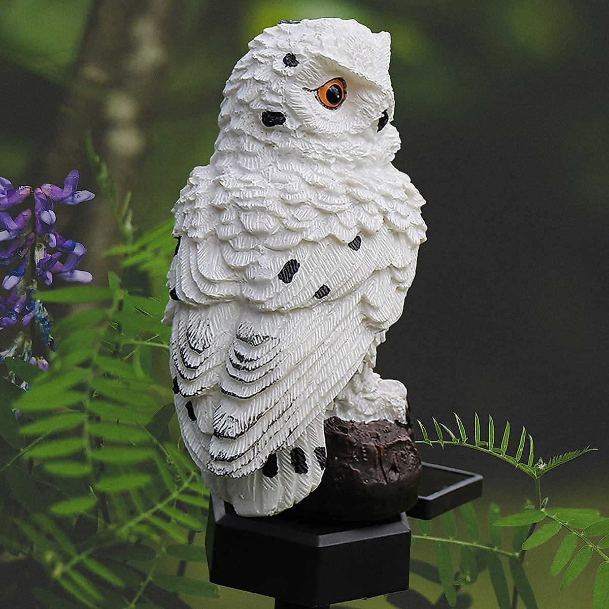 OriginalSourcing Solar Garden Lights Garden Statues LED Owl Solar Lights Waterproof Owl Lamp Outdoors for Garden Decor (White)