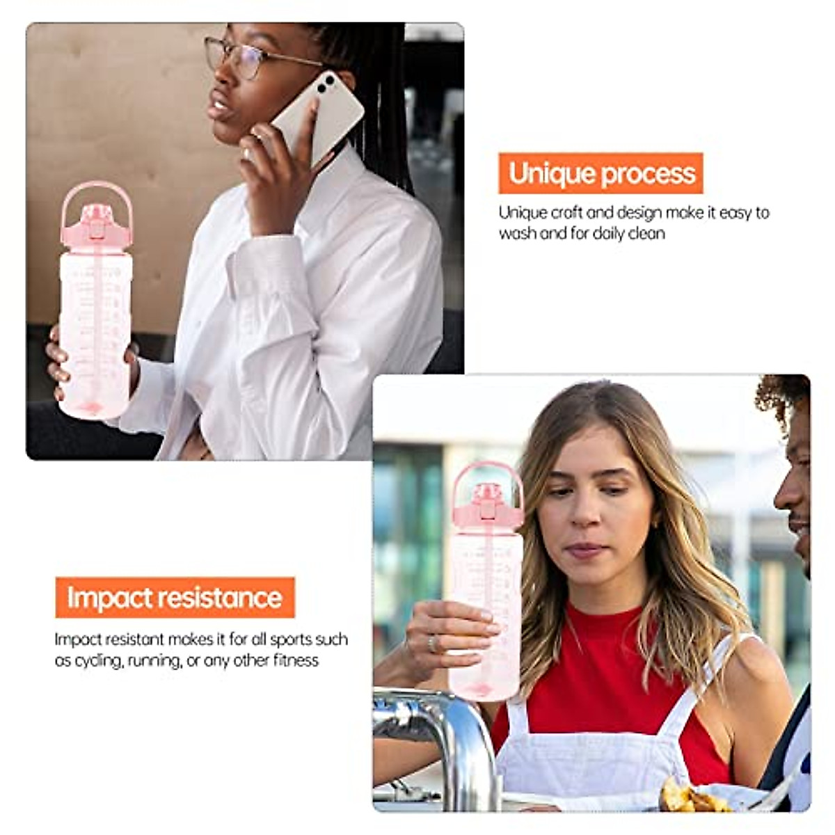 Hemoton 1pc Strap Ml: Cup: Button Plastic Outdoor Ml Gym Ensure Sports Go Handle Reusable Chug Lid Motivational Portable Large You and Leakproof Spout Scale Jug Pink Sippy It with