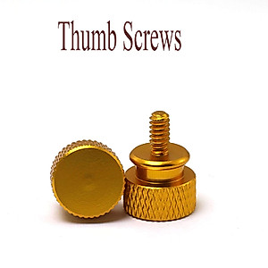 10pcs #6-32x6mm Desktop Computer PC Case Chassis Thumb Screws M3.5 Tool-Less Adjustment Colorful Aluminum Alloy Knurled Thumbscrew Gold
