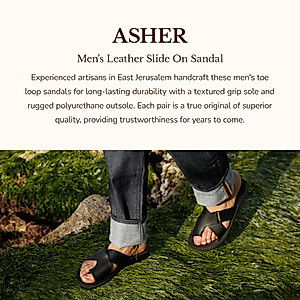 Asher - Leather Slide On Sandal - Mens Sandals