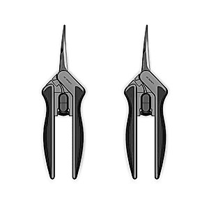 AC Infinity 6.6” Stainless Steel Curved Pruning Shear 2-Pack, Lightweight Ergonomic Design, Curved Precision Blades with Nonstick Titanium Coating for Gardening, Hydroponics, Grow Tents