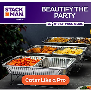 Aluminum Pans with Lids 9x13 Disposable Foil Pans [25-Sets] Heavy-Duty Baking Pans, Half-Size Deep Steam Table Pans with Foil Covers- Tin Foil Pans for Cooking, Baking, Heating, Storing, Food Prepping