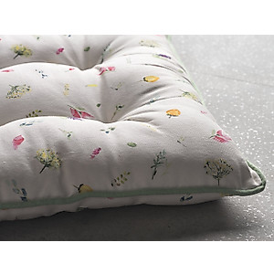 Maison d' Hermine Chairpads 100% Cotton Set of 2 Polyester Filling Cushion/Pillow Decorative Chair Pads with Ties for Kitchen, Party, Home & Camping, Botanical Fresh, Placed - Spring/Summer (16"x16")