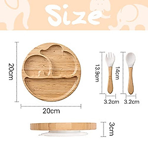 Mamimami Home Baby Bamboo Suction Plates Set with Spoons & Fork, Baby Food Dishes Feeding Set for Led Weaning Plate, Baby Utensils Set, BPA Free